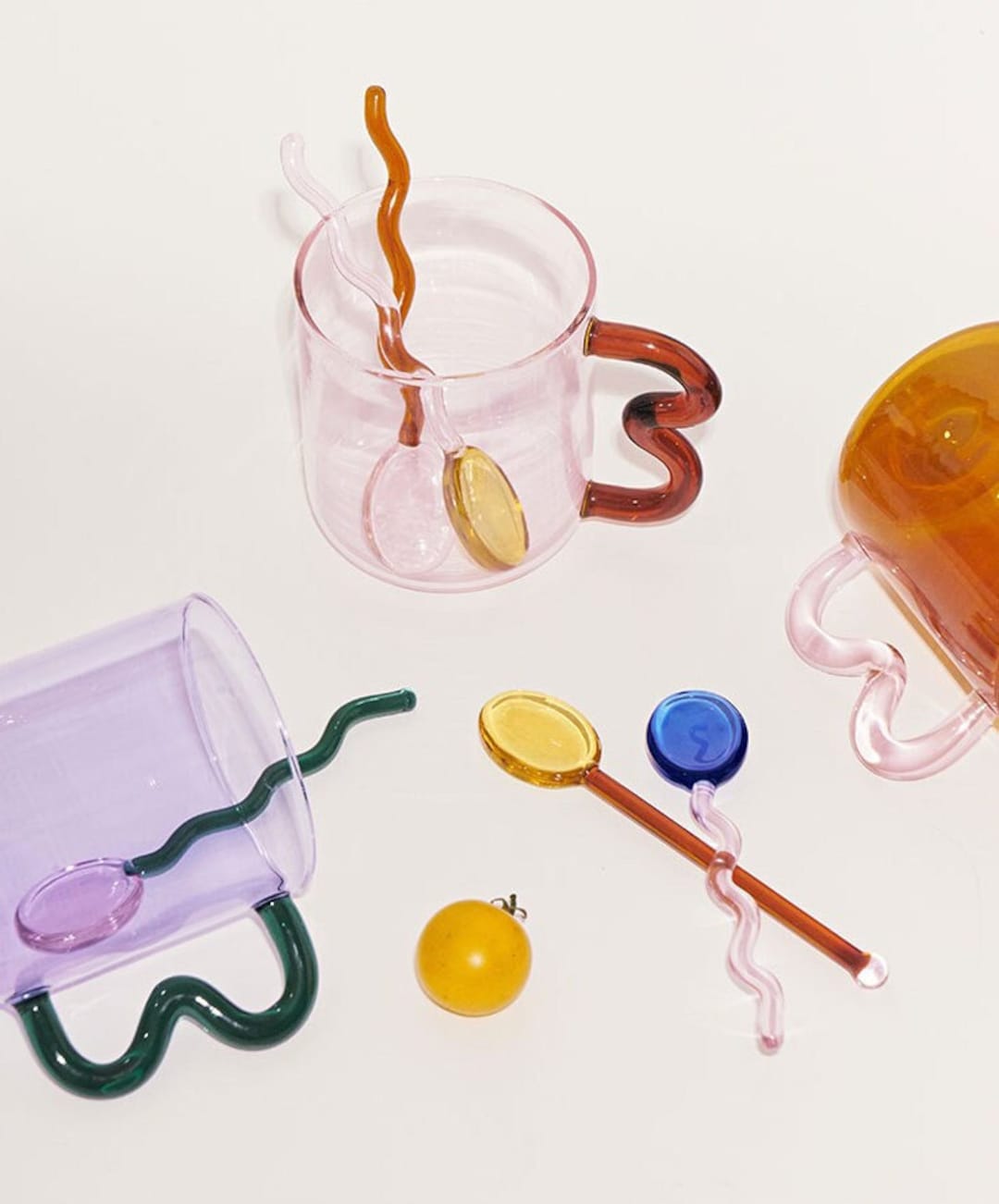 Wavy Colorful Glass Spoon, Reusable Dessert Table Decor, Modern ...