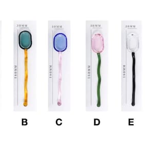 Wavy Colorful Glass Spoon, Reusable Dessert Table Decor, Modern ...