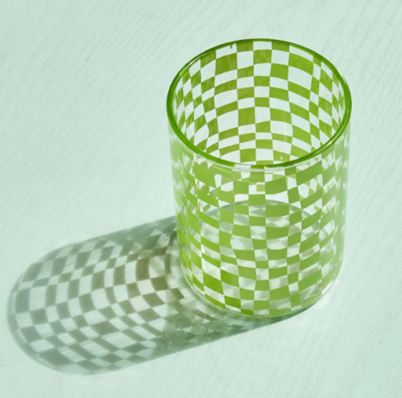 Retro Checkerboard Glass Cup Checkered Nordic Drinkware - Etsy