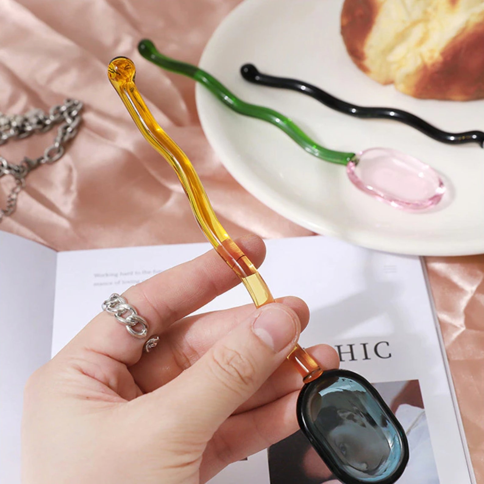 Wavy Colorful Glass Spoon Reusable Dessert Table Decor - Etsy