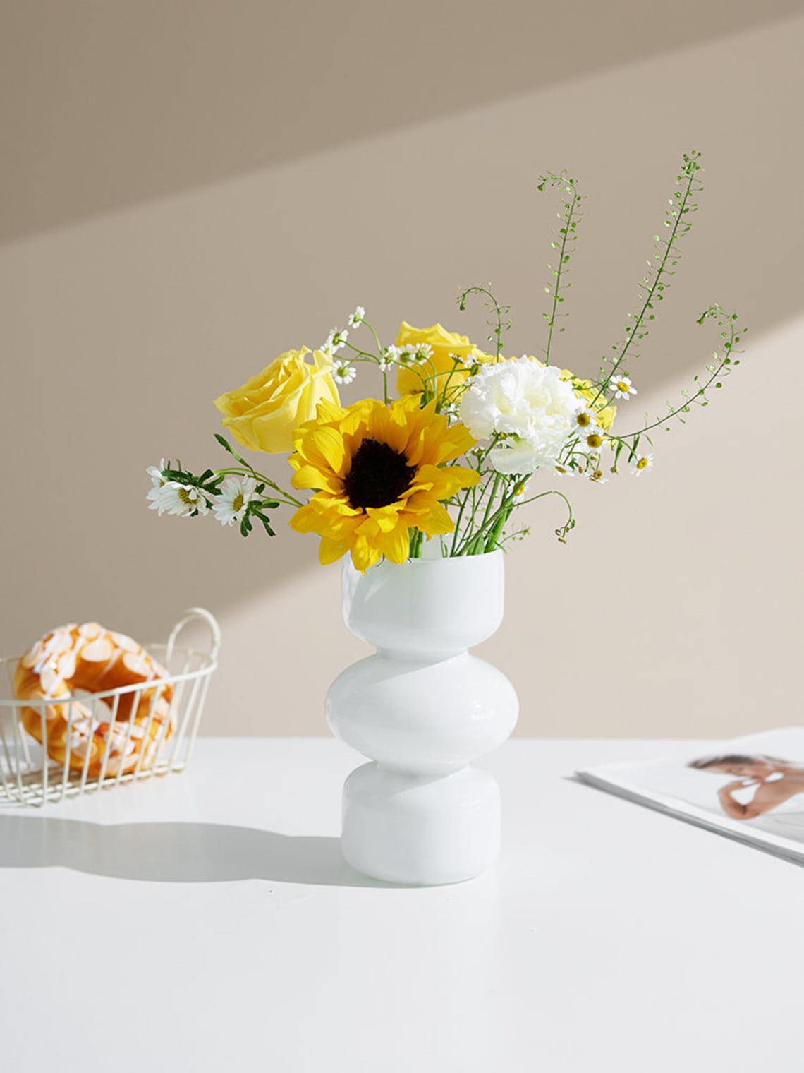 Nordic Wavy Glass Vase Elegant Round Wavy Vase Flower - Etsy