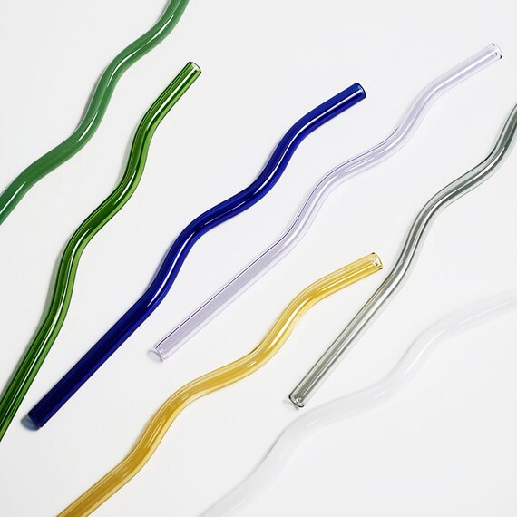 Wavy Colorful Glass Straw Reusable Nordic Table Decor - Etsy