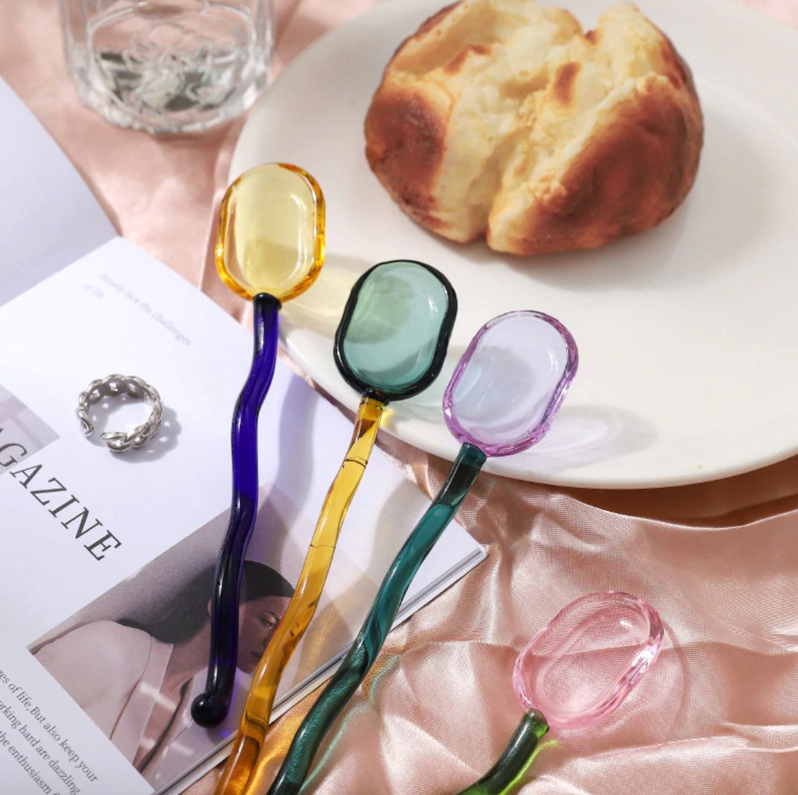 Wavy Colorful Glass Spoon Reusable Dessert Table Decor - Etsy