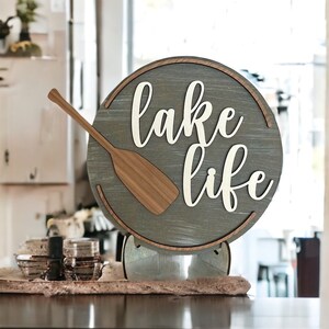 Lake Life Sign,summer Decor,lake Life Door Hanger,lake Life Wall Art ...
