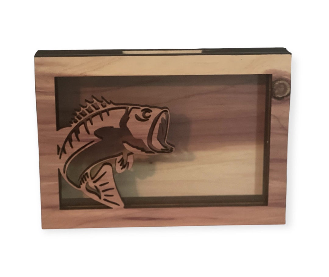 Bass Fish Wood Piggy Bank Laser Cut Unique Fishing-themed Coin Bank for ...
