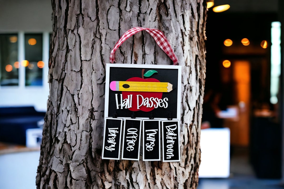 Colorful Wooden Classroom Hall Passes, Personalized Teacher Gift, Hall ...