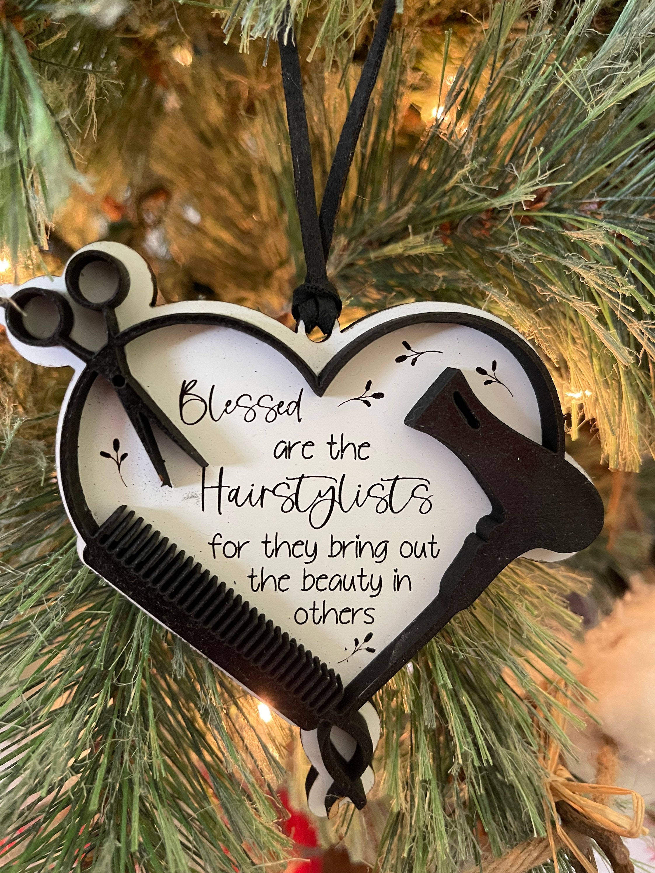 Laser Cut Hair Dresser Christmas Ornament, Layered Wood Beautician ...