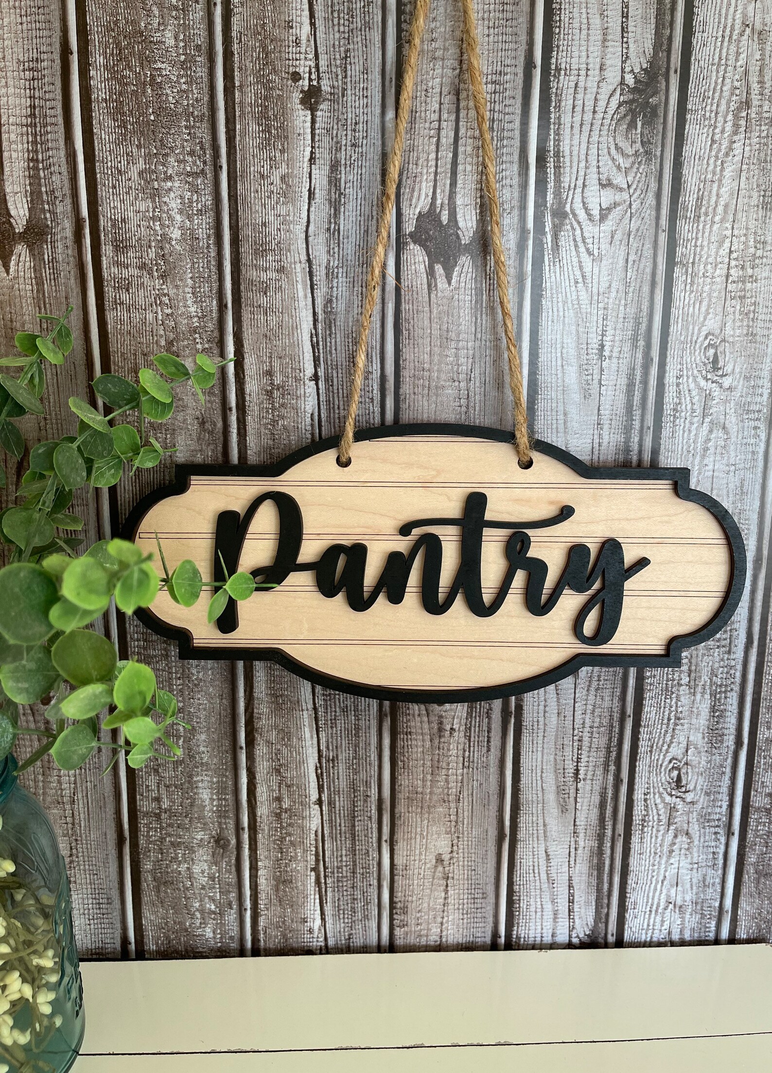 Natural Wood Laser Cut Pantry Sign Hanging Pantry Sign - Etsy