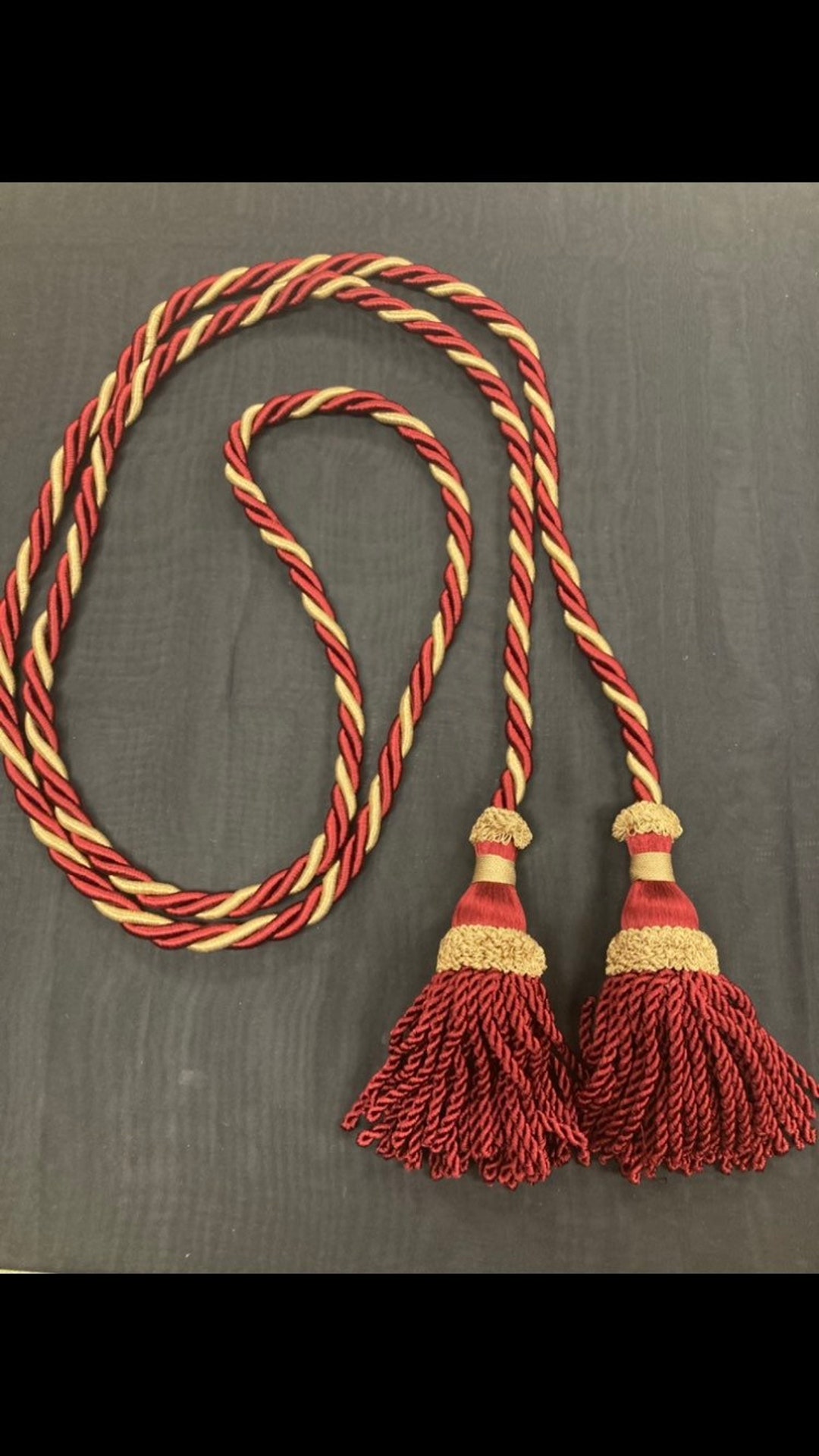 10’ Italian Eggplant/old Gold Rope With Tassels - Etsy