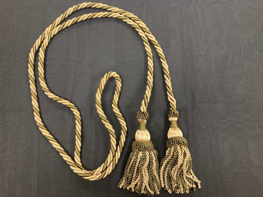 10’ Italian Olive/taupe Rope With Tassels - Etsy