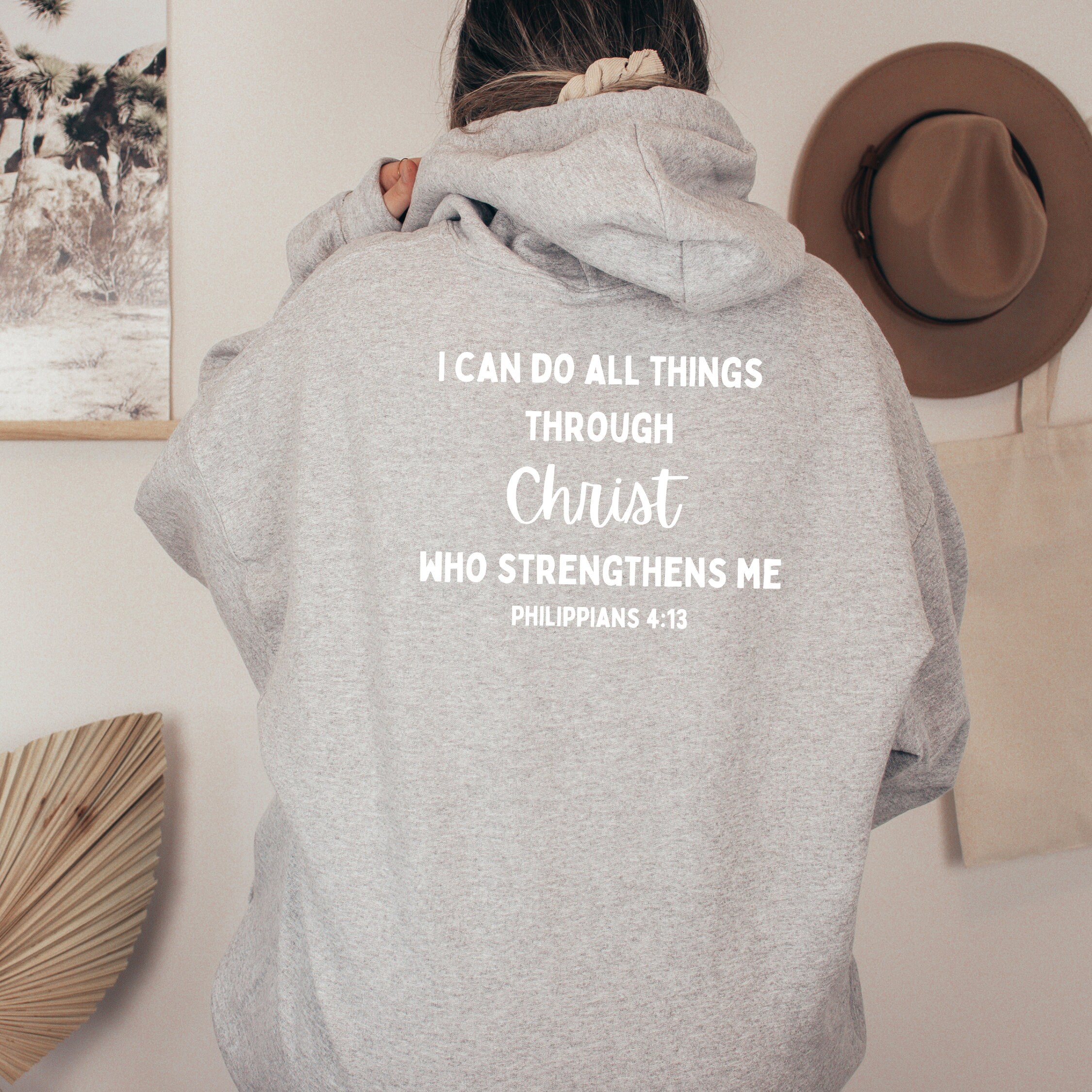 Philippians 4:13, Christian Hoodie, Bible Verse Hoodie, Aesthetic ...