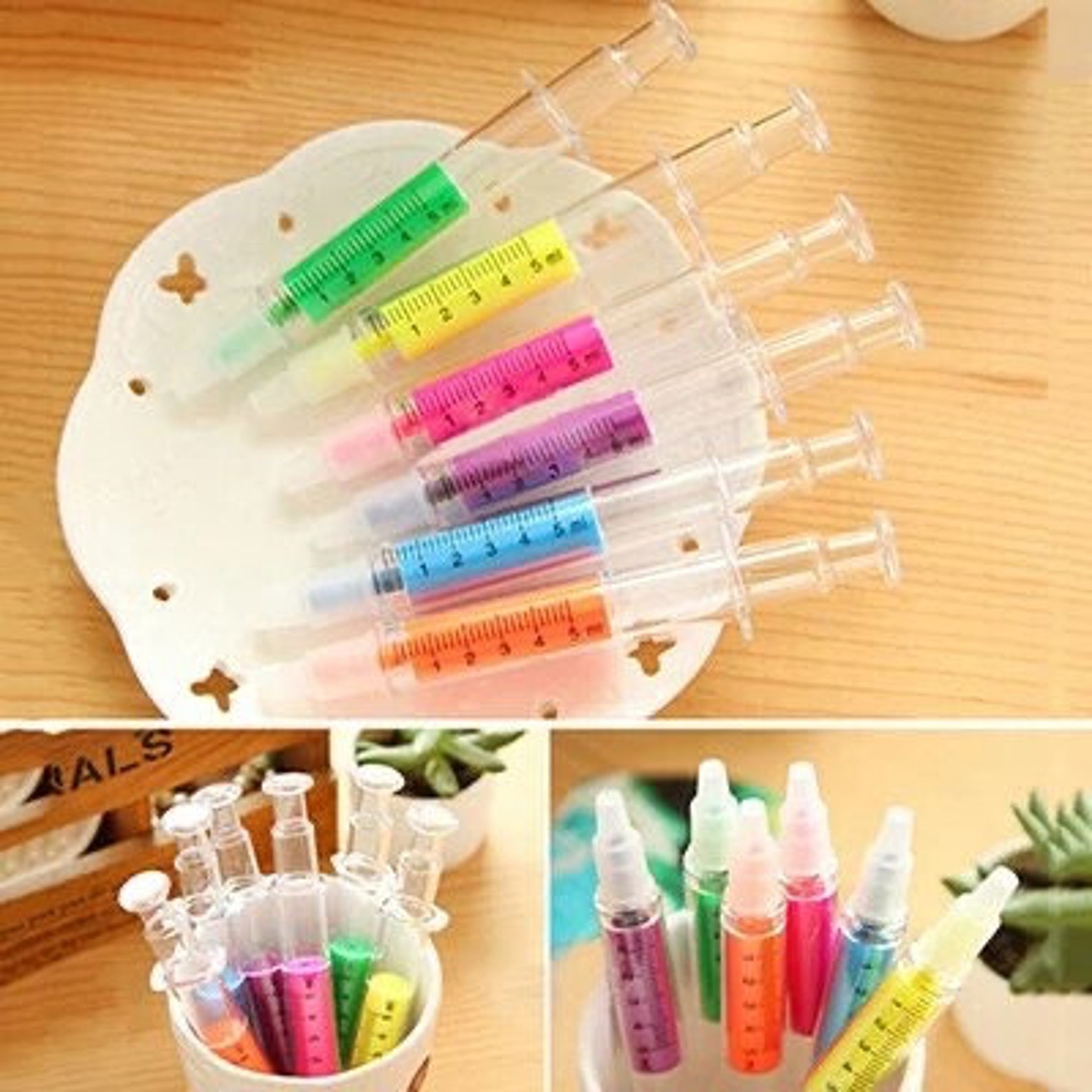 1pc Office School Supplies Syringe Fluorescent Highlighter Pen Marker ...