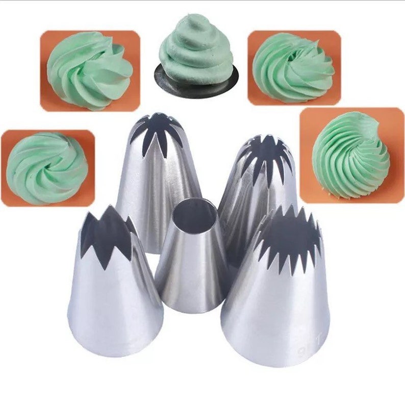 5pcs Large Metal Cake Cream Decoration Tips Set Pastry Tools - Etsy