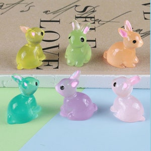 Mixed Glow in Dark Cute Rabbit Bunny Charm Resin Resin Fluorescent ...