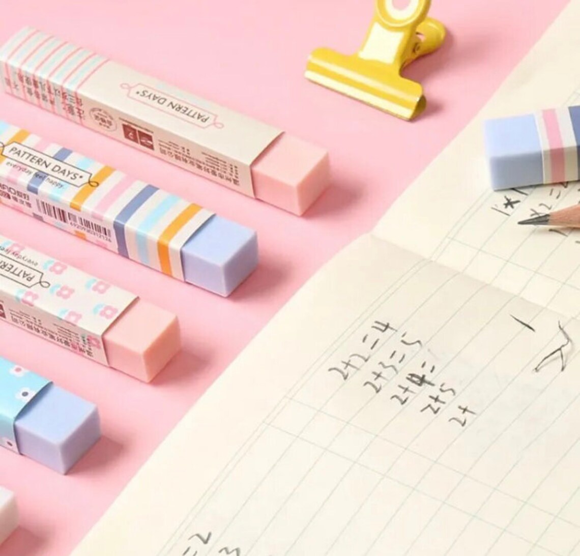 6 Pack Korean Pencil Rainbow Fresh Strip Eraser Children Students ...