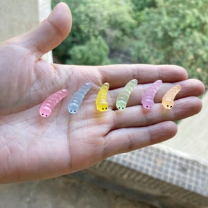 Mixed Glow in the Dark Cute Caterpillar Worm Luminous Charm Resin ...