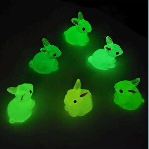 Mixed Glow in Dark Cute Rabbit Bunny Charm Resin Resin Fluorescent ...