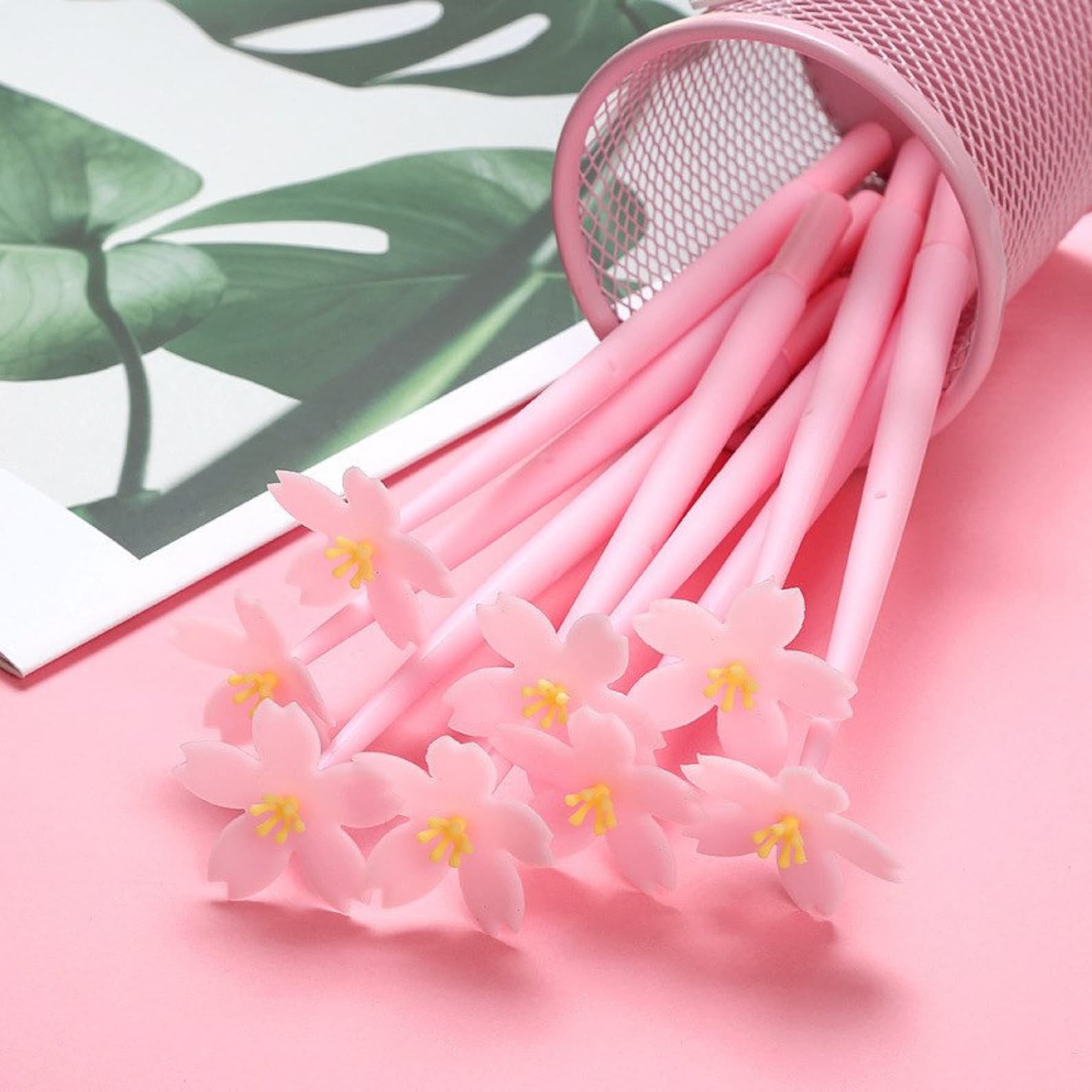 Cute Pink Flower Ballpoint Pen Gel Pens Kawaii School Supplies ...