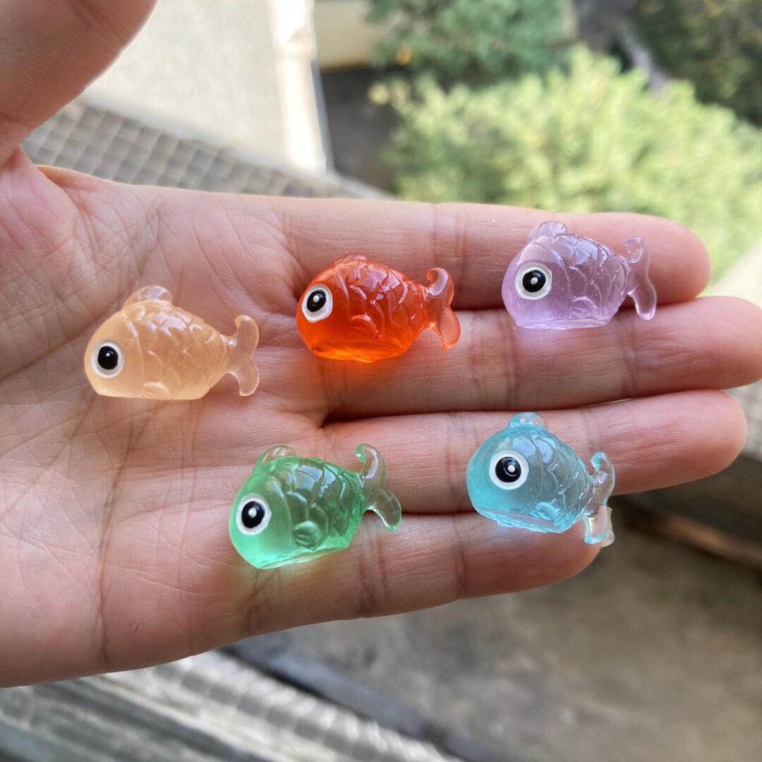 Luminous Glow in the Dark Cute Fish Charm Resin Fluorescent Cabochon ...