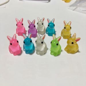 Mixed Glow in Dark Cute Rabbit Bunny Charm Resin Resin Fluorescent ...