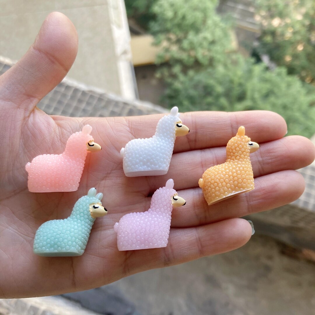 Kawaii Trendy Small Handicraft 100pcs Flatback Resin 3d Cartoon Alpaca ...