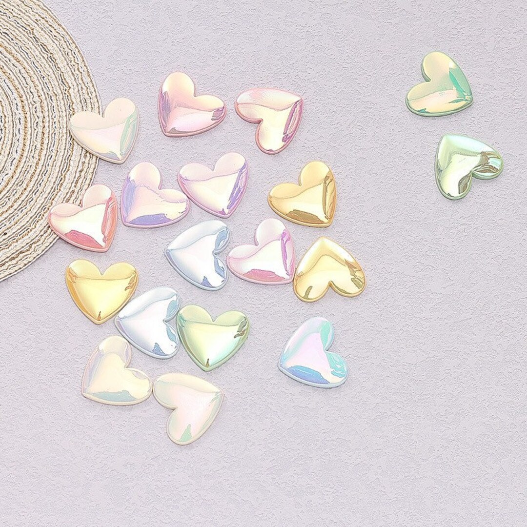 Mixed Mini Kawaii Plated Electroplated Color Cardioid Resin Cabochons ...