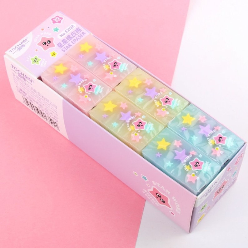 6 Pack Cartoon Star Eraser Children's Candy Color Erasers Students ...