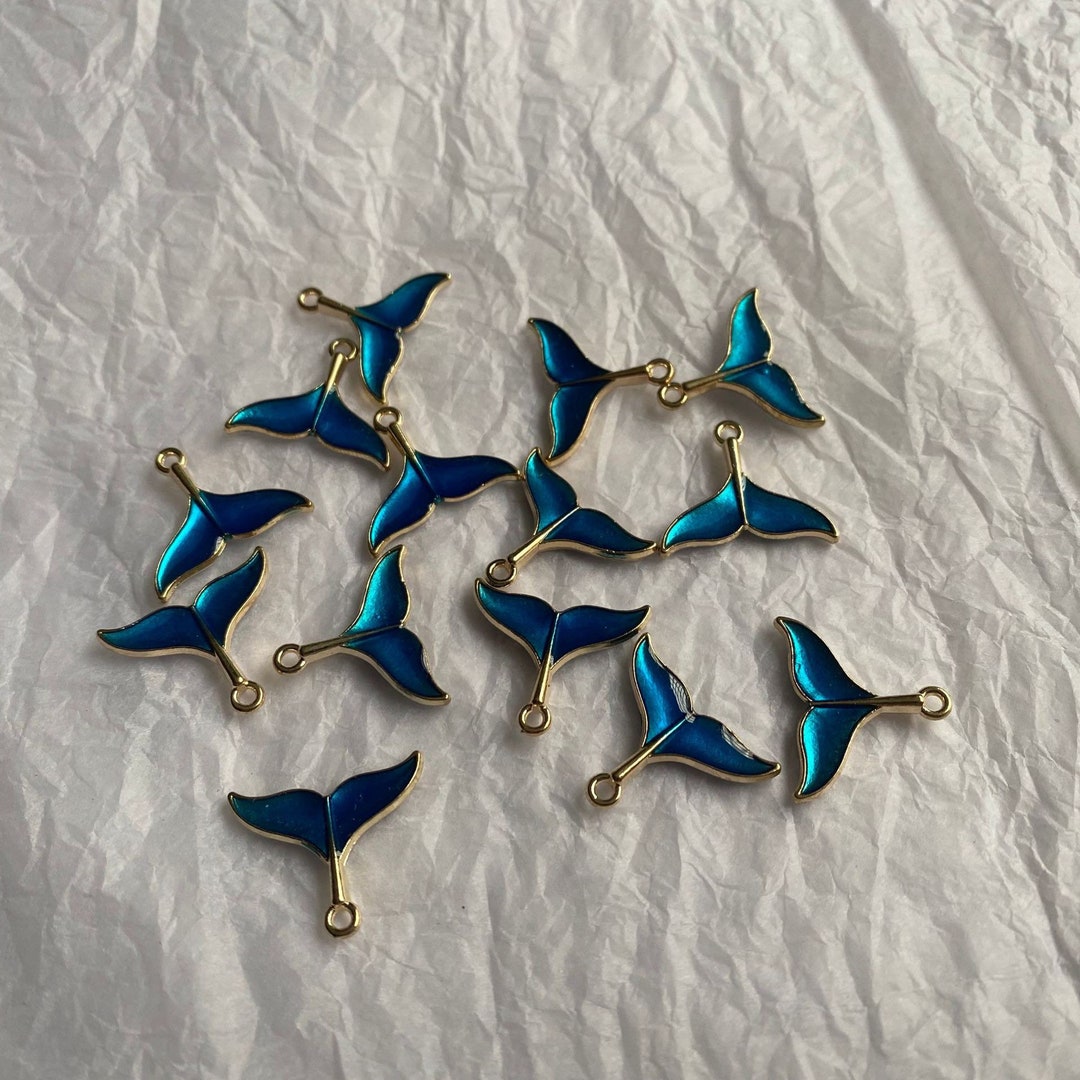 Enamel Blue Fish Tail Whale Charms for Jewelry Making Pendant Handmade ...