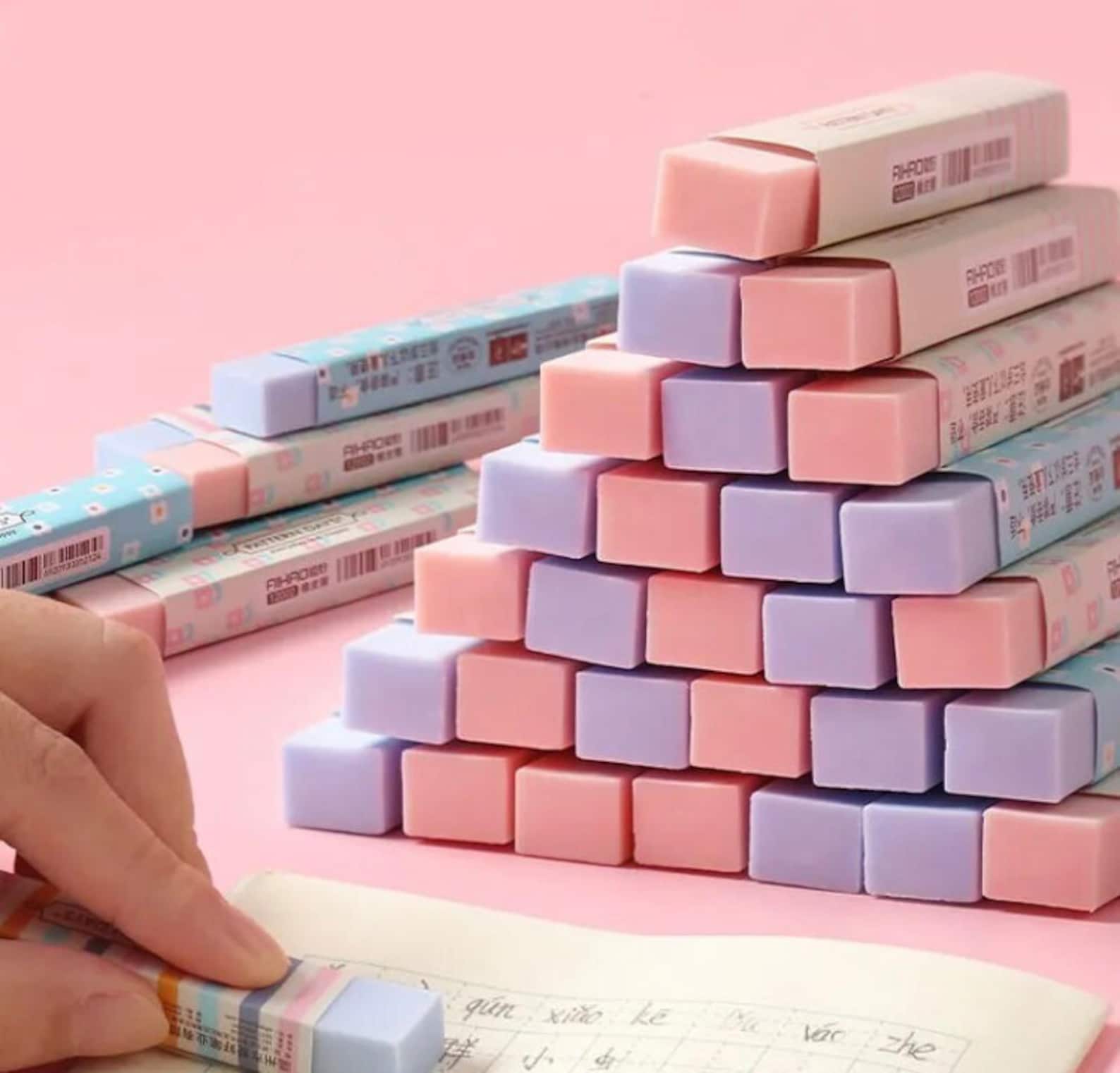 6 Pack Korean Pencil Rainbow Fresh Strip Eraser Children Students ...