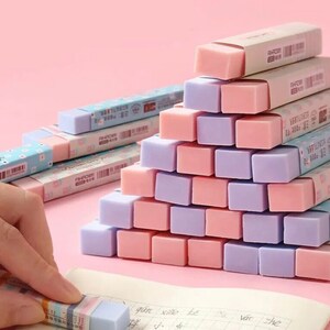 6 Pack Korean Pencil Rainbow Fresh Strip Eraser Children Students ...