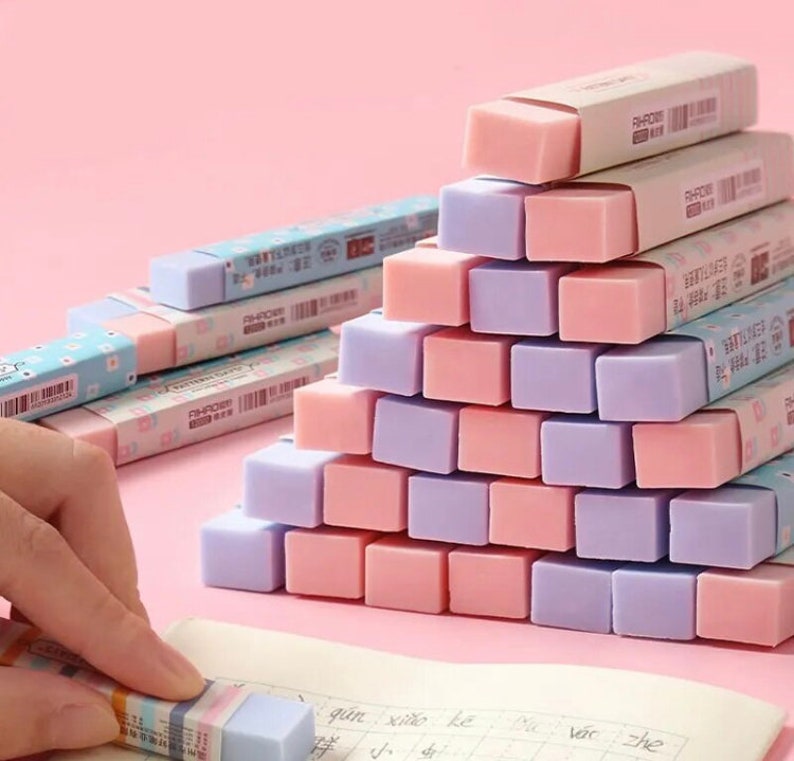 6 Pack Korean Pencil Rainbow Fresh Strip Eraser Children Students ...