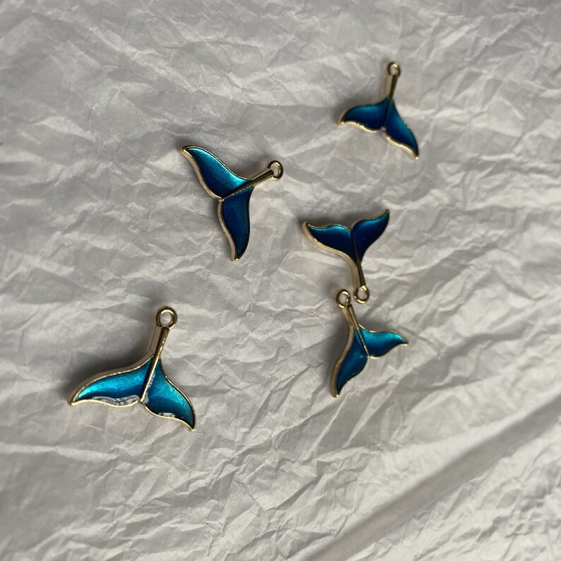 Enamel Blue Fish Tail Whale Charms for Jewelry Making Pendant Handmade ...