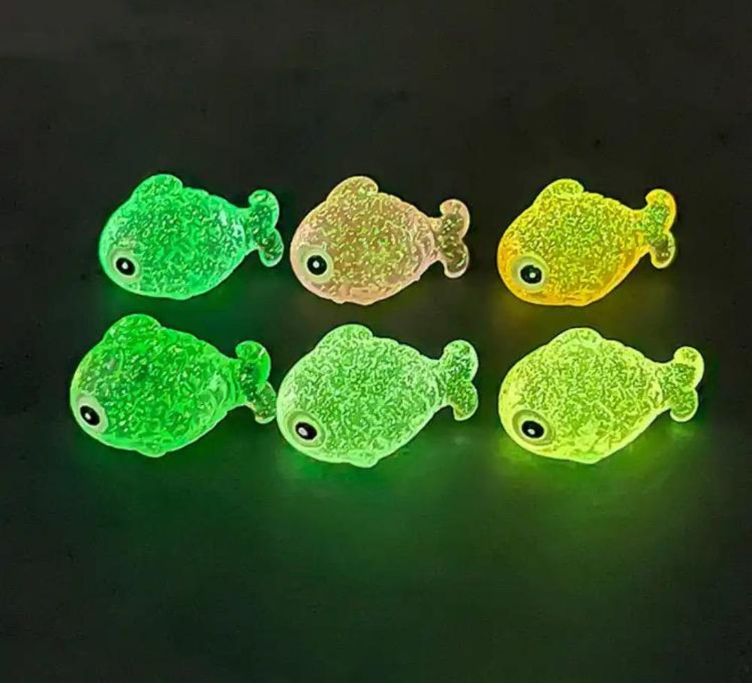 Luminous Glow in the Dark Cute Fish Charm Resin Fluorescent Cabochon ...