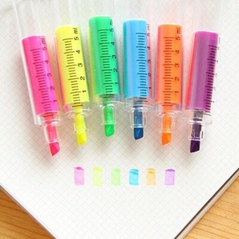 1pc Office School Supplies Syringe Fluorescent Highlighter Pen Marker ...