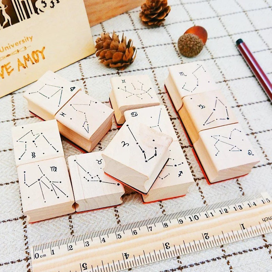 12 Zodiac Signs Stamp Sets | Galaxy Stamp | Astrology Gold Stars Stamp ...