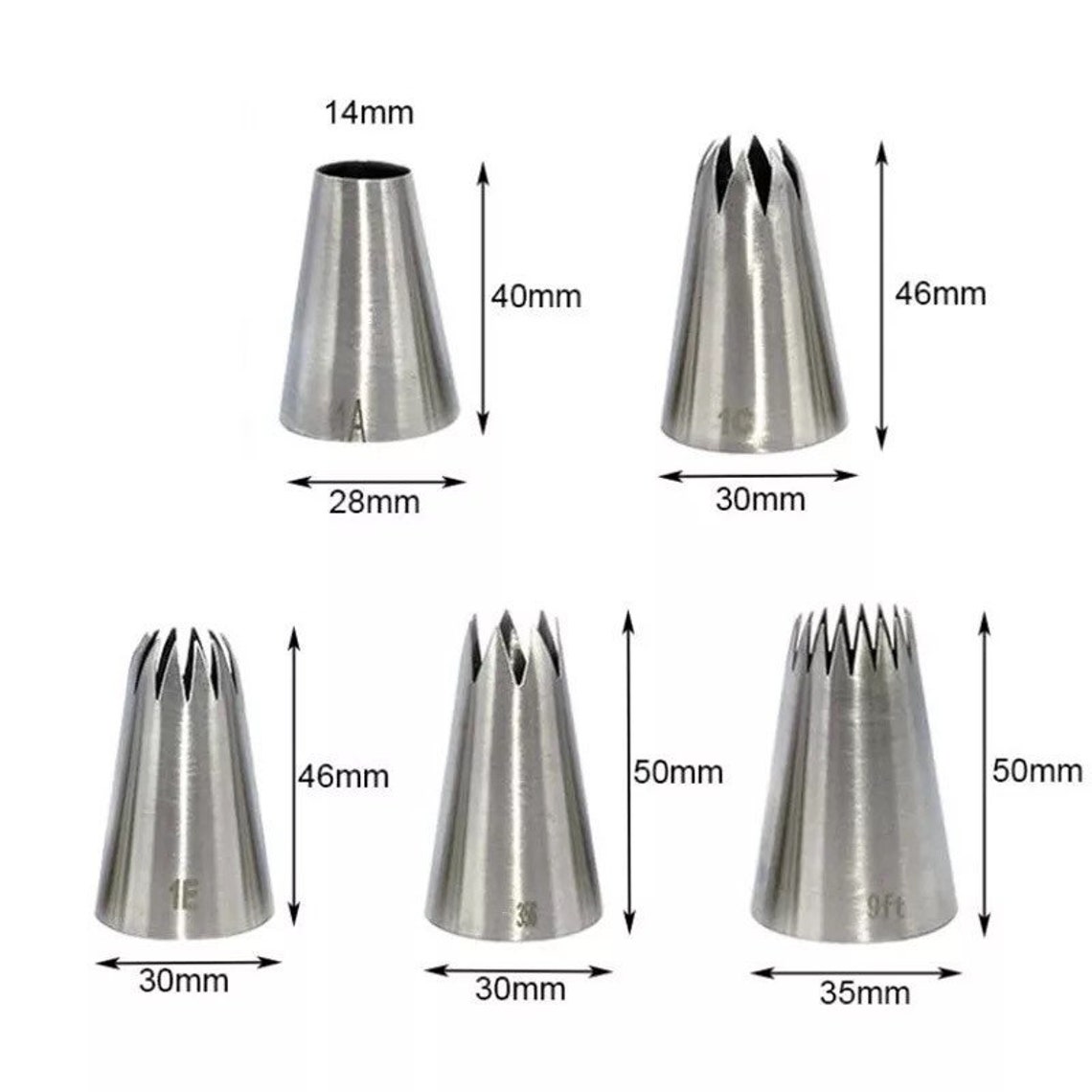 5pcs Large Metal Cake Cream Decoration Tips Set Pastry Tools - Etsy