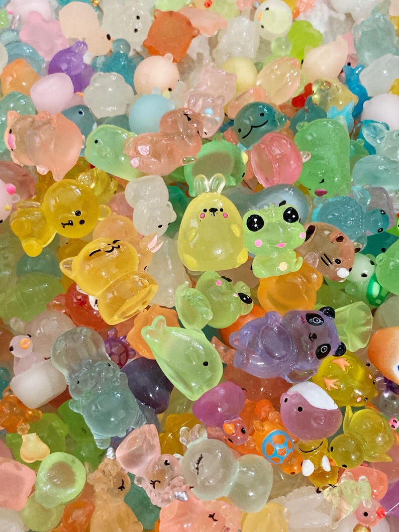 Mixed Glow in the Dark Cute Animals Charm Resin Fluorescent Cabochon ...