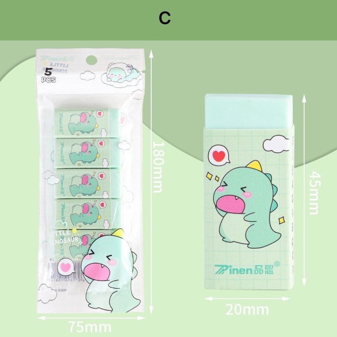 5pcs Pack Korean Pencil Rainbow Fresh Strip Eraser Children Students ...