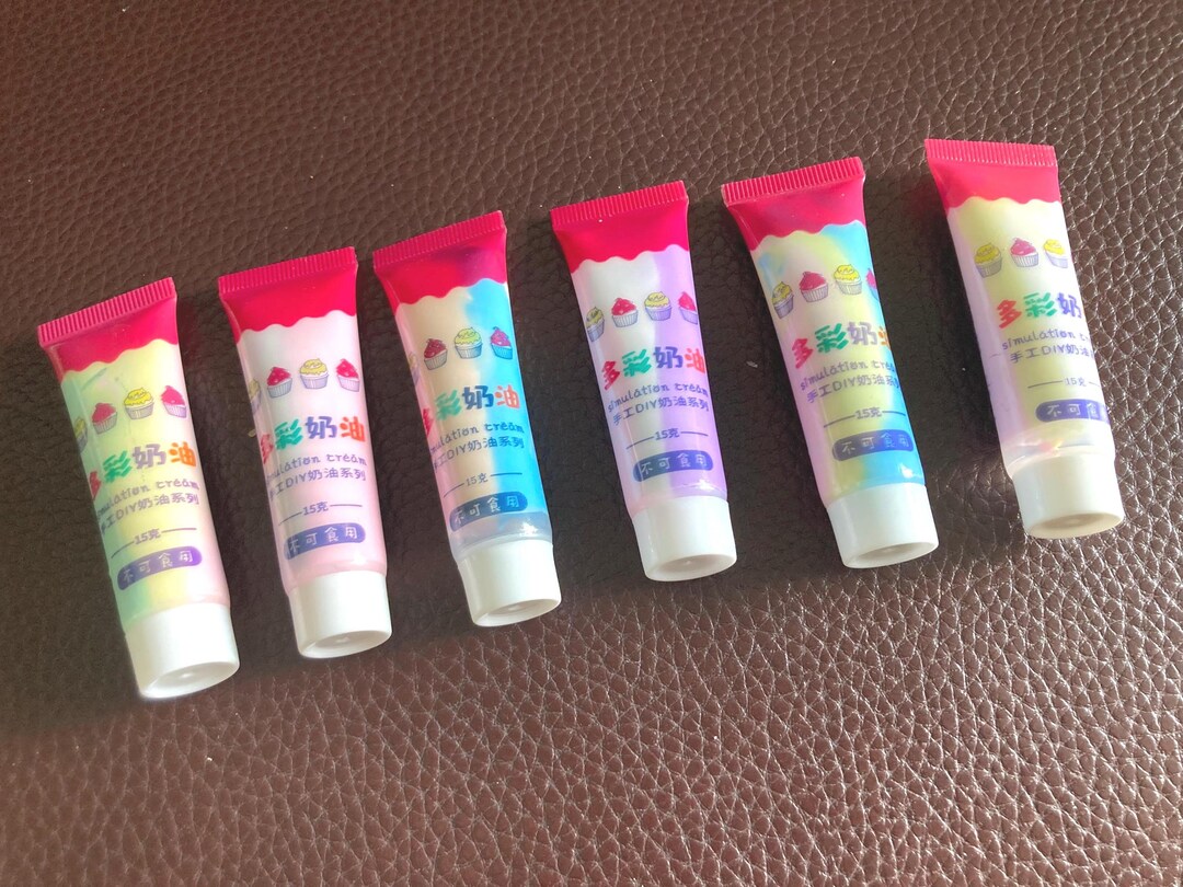 1 Set 6color Tricolor Cream Glue Diy Fake Whipped Cream Clay Simulation Cream Gel Mobile Shell ...