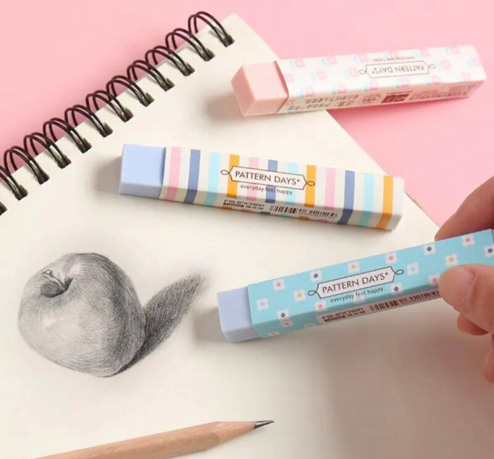 6 Pack Korean Pencil Rainbow Fresh Strip Eraser Children Students ...