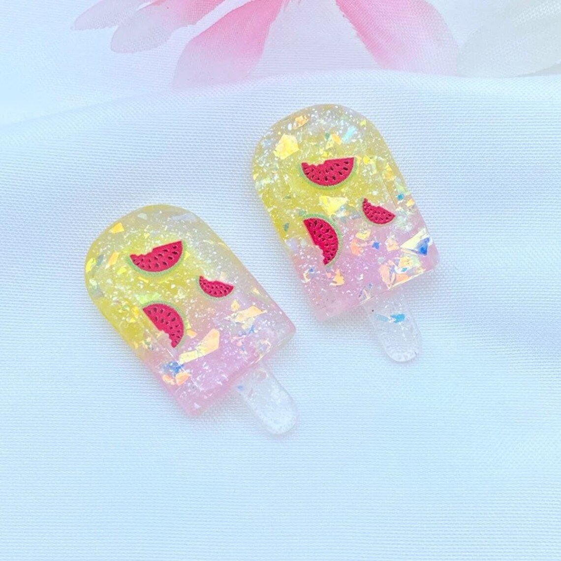 New Cute Mixed Shiny Fruit Popsicle Flat Back Resin Cabochons ...