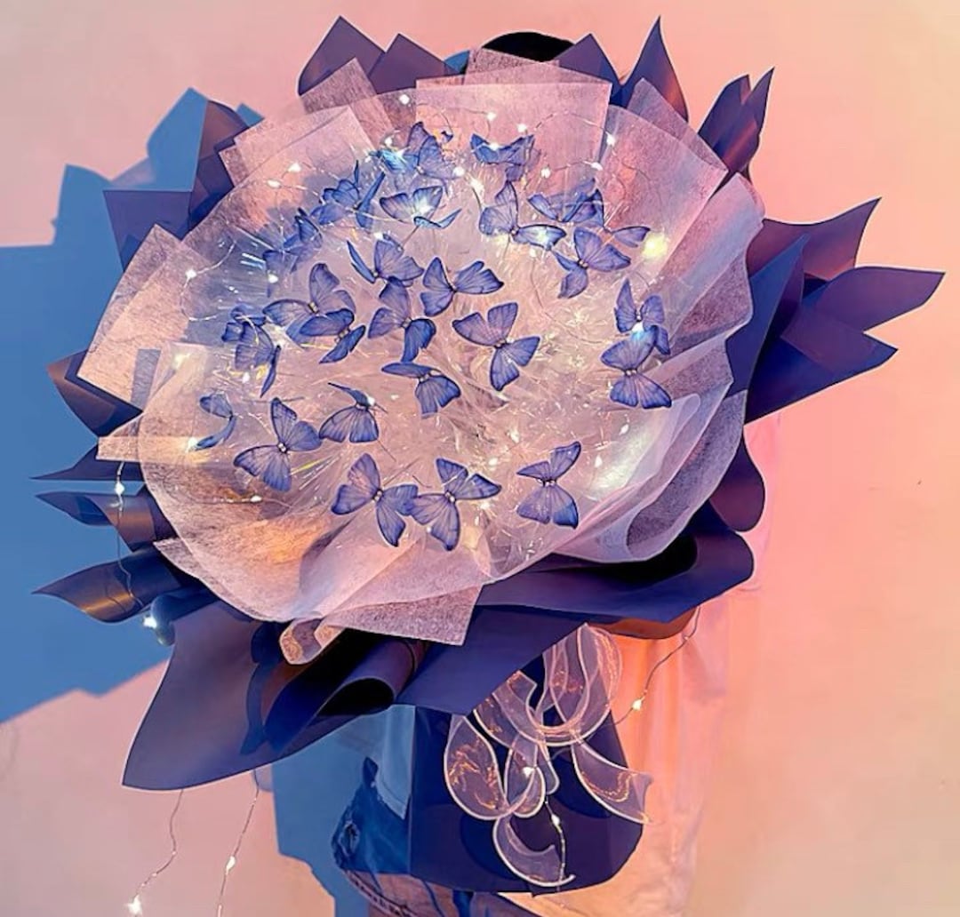 4 Colors DIY Set Butterfly Bouquet Set, Bridal Butterfly Bouquet Flower ...