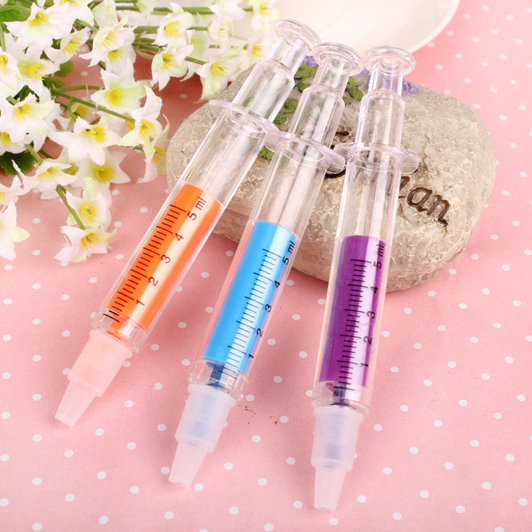 1pc Office School Supplies Syringe Fluorescent Highlighter Pen Marker ...