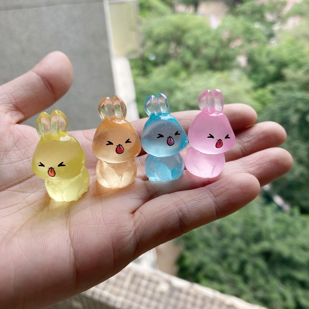 Mixed Glow in the Dark Cute Cartoon Rabbit Animals Charm Resin ...