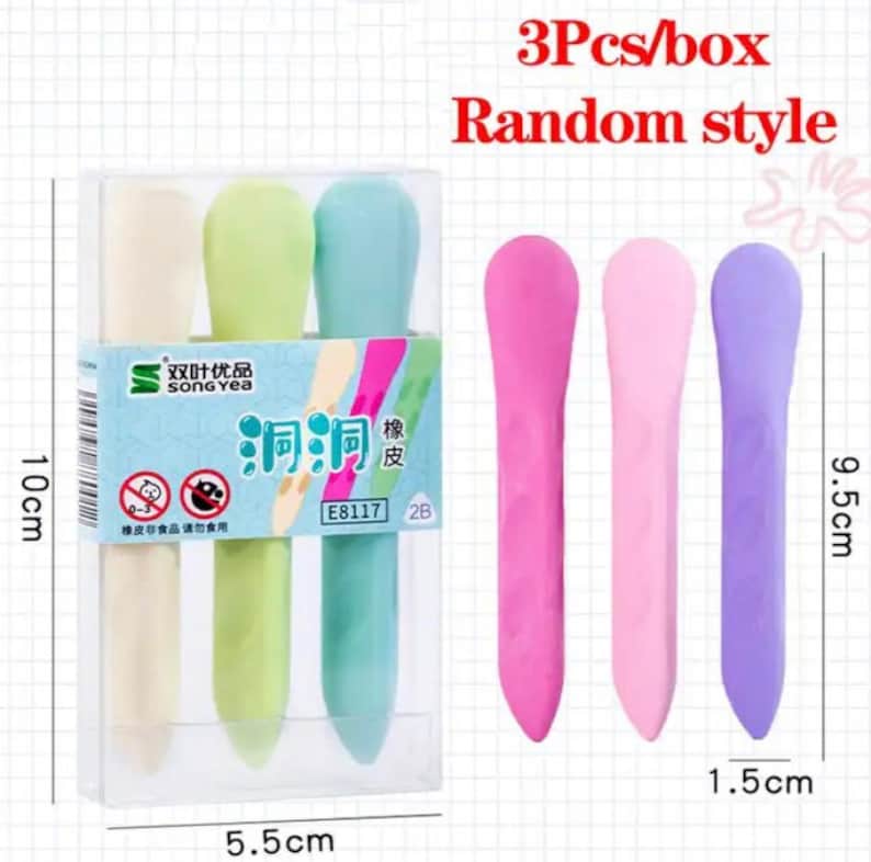 3pcs/box Hole Eraser for Primary School Students No Dregs No Crumbs ...