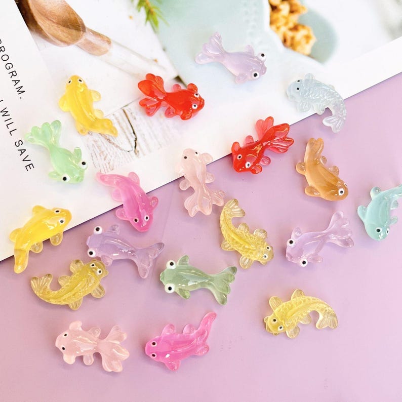 Mixed Glow in the Dark Cute Fish Charm Resin Fluorescent Cabochon DIY ...