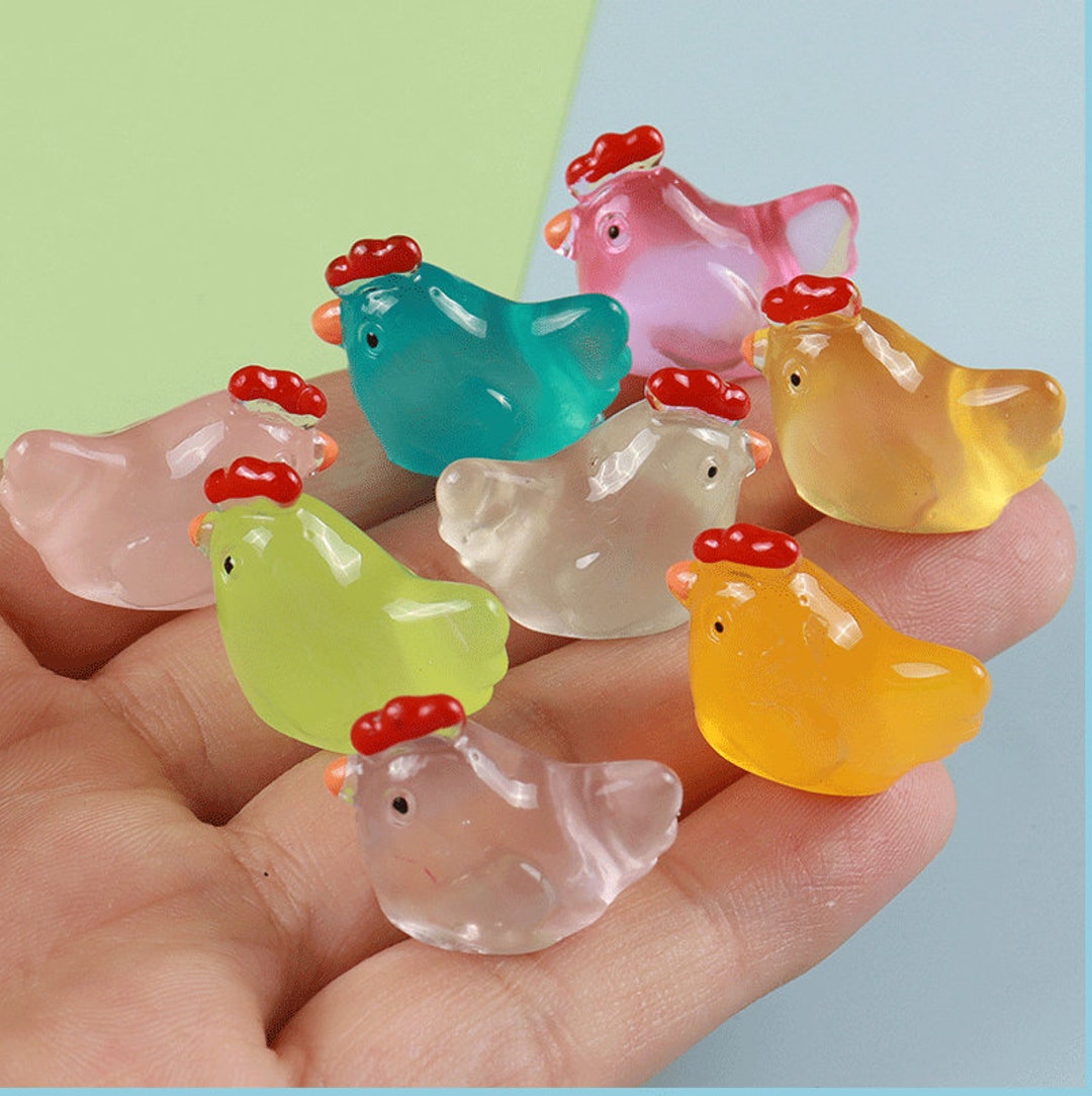 Mixed Glow in Dark Cute Chicken Charm Resin Resin Fluorescent Cabochon ...