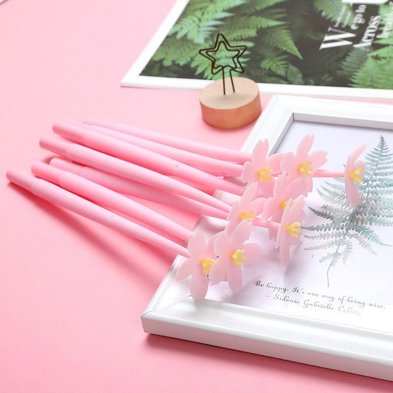 Cute Pink Flower Ballpoint Pen Gel Pens Kawaii School Supplies ...
