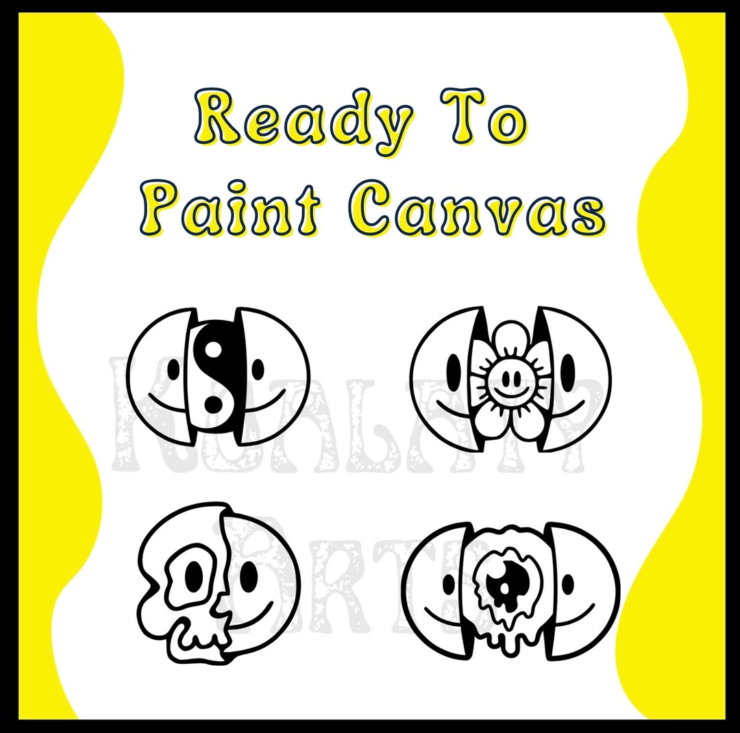 Paint Your Own Mini Canvas, Smiley Face Canvas, Ready to Paint Canvas ...