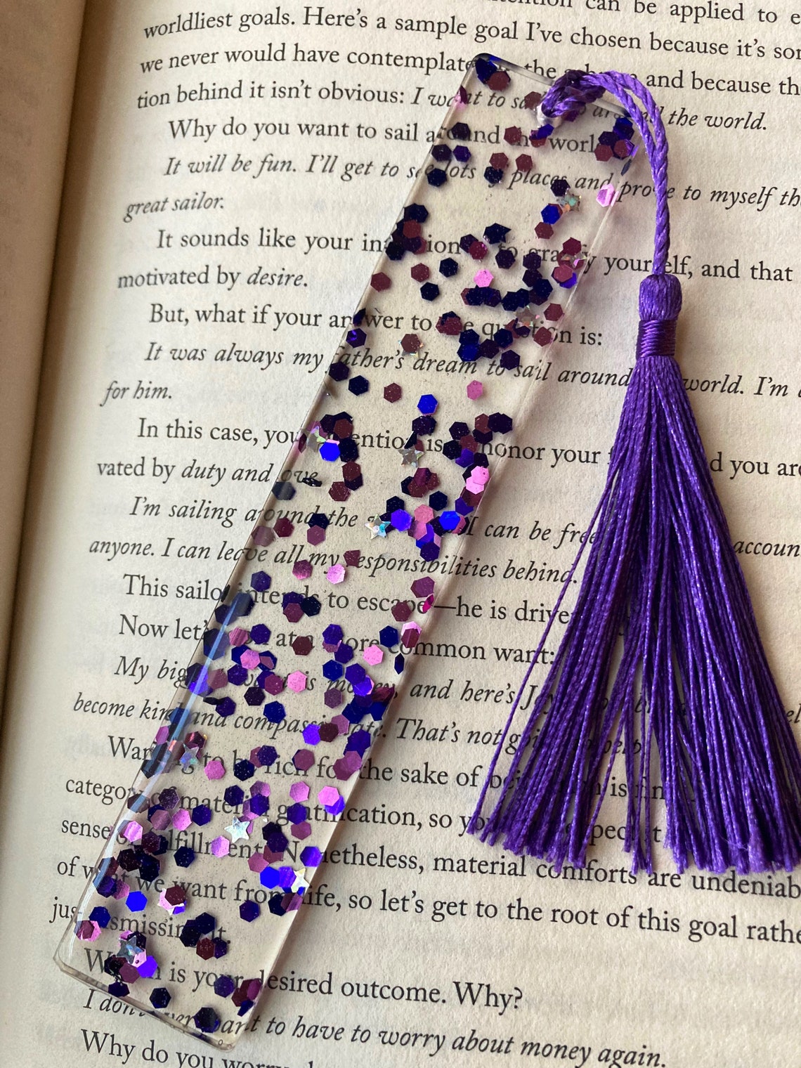 Purple Confetti Glitter Resin Bookmark - Etsy